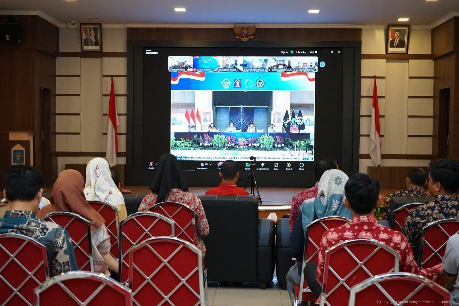 Kanwil Kemenkum Jambi Ikuti Virtual Entry Meeting Pemeriksaan BPK RI atas Laporan Keuangan ...