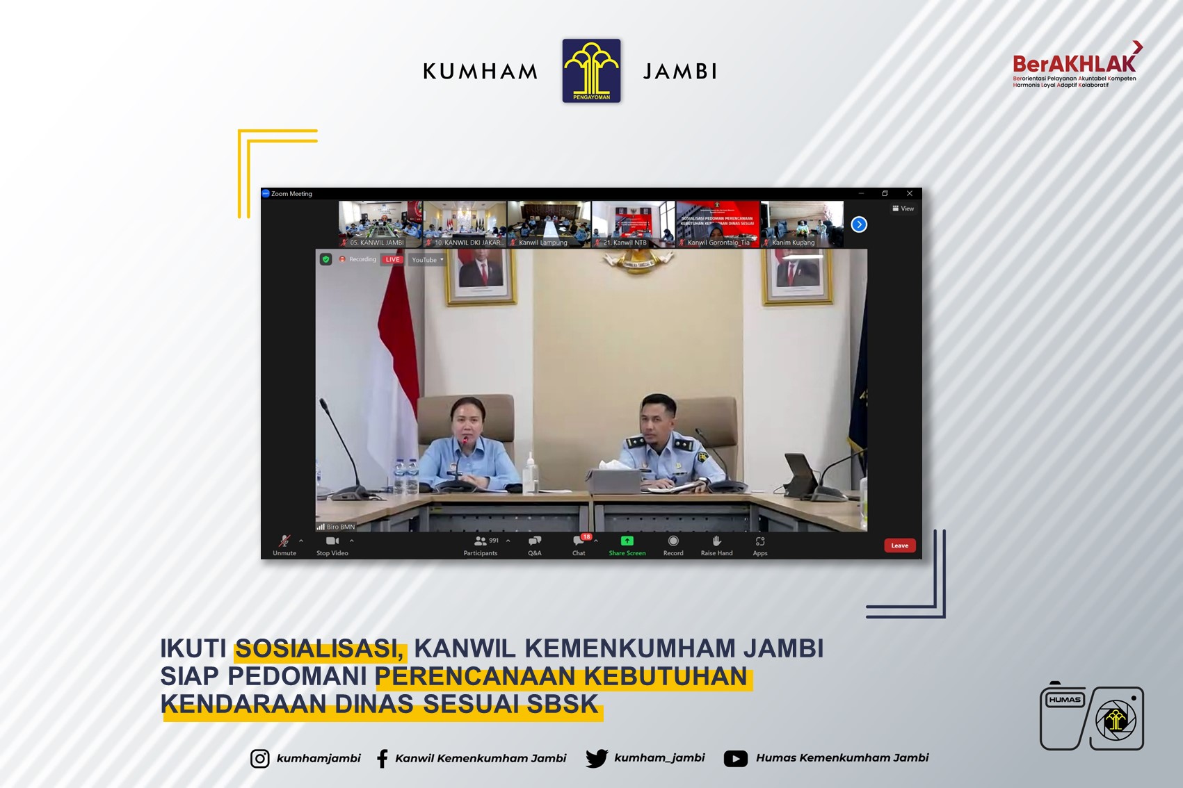 Ikuti Sosialisasi, Kanwil Kemenkumham Jambi Siap Pedomani Perencanaan Kebutuhan Kendaraan Dinas ...
