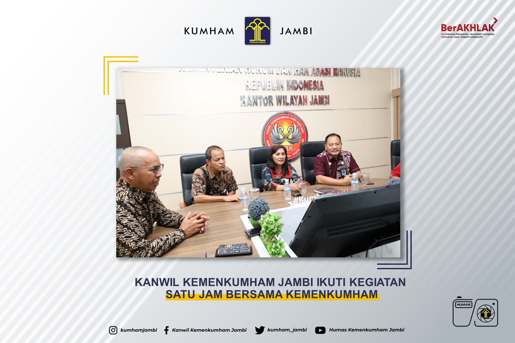 Kanwil Kemenkumham Jambi Ikuti Kegiatan Satu Jam Bersama Kemenkumham