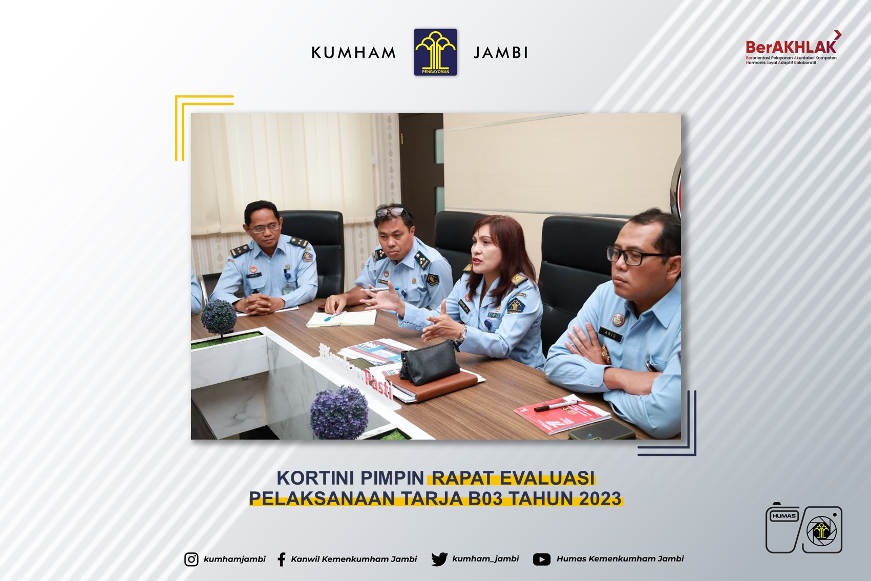 Kortini Pimpin Rapat Evaluasi Pelaksanaan Tarja B03 Tahun 2023