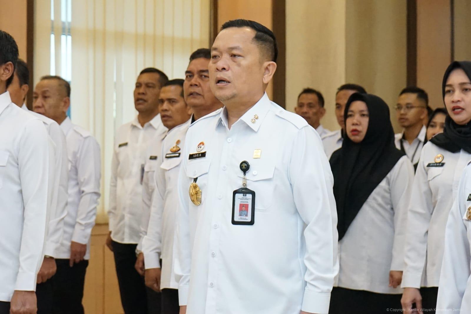 Jajaran Kanwil Kemenkum Jambi Ikuti Apel Pagi Bersama ASN di lingkungan Kementerian Koordinator ...