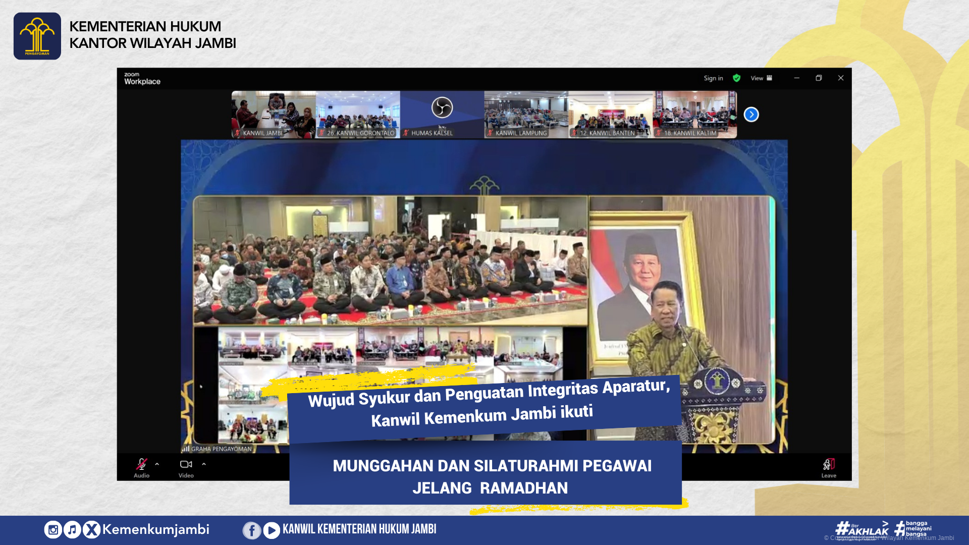 Wujud Syukur dan Penguatan Integritas Aparatur, Kanwil Kemenkum Jambi ikuti Munggahan dan ...